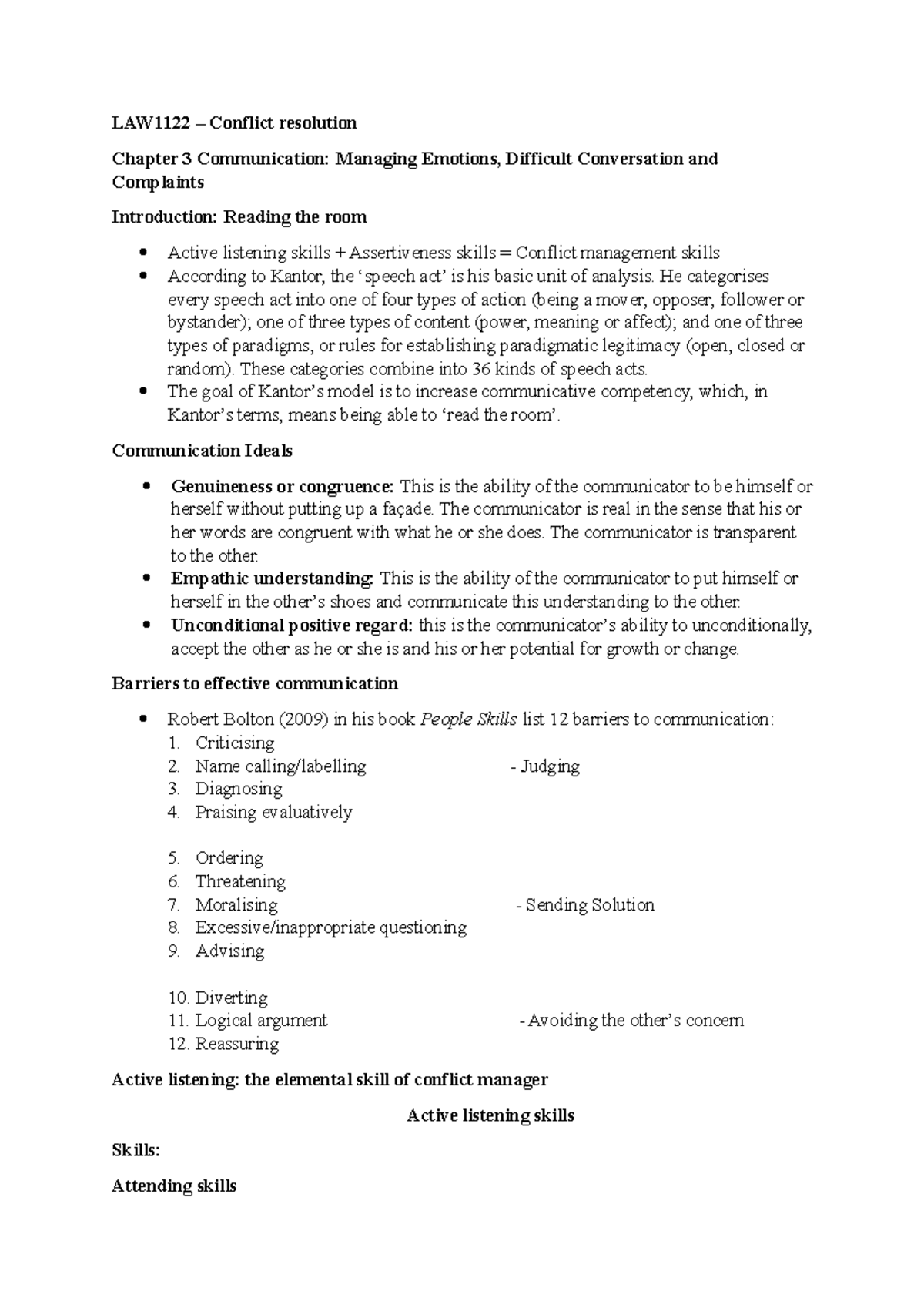 Chapter 3 Notes - LAW1122 - LAW1122 – Conflict resolution Chapter 3 ...