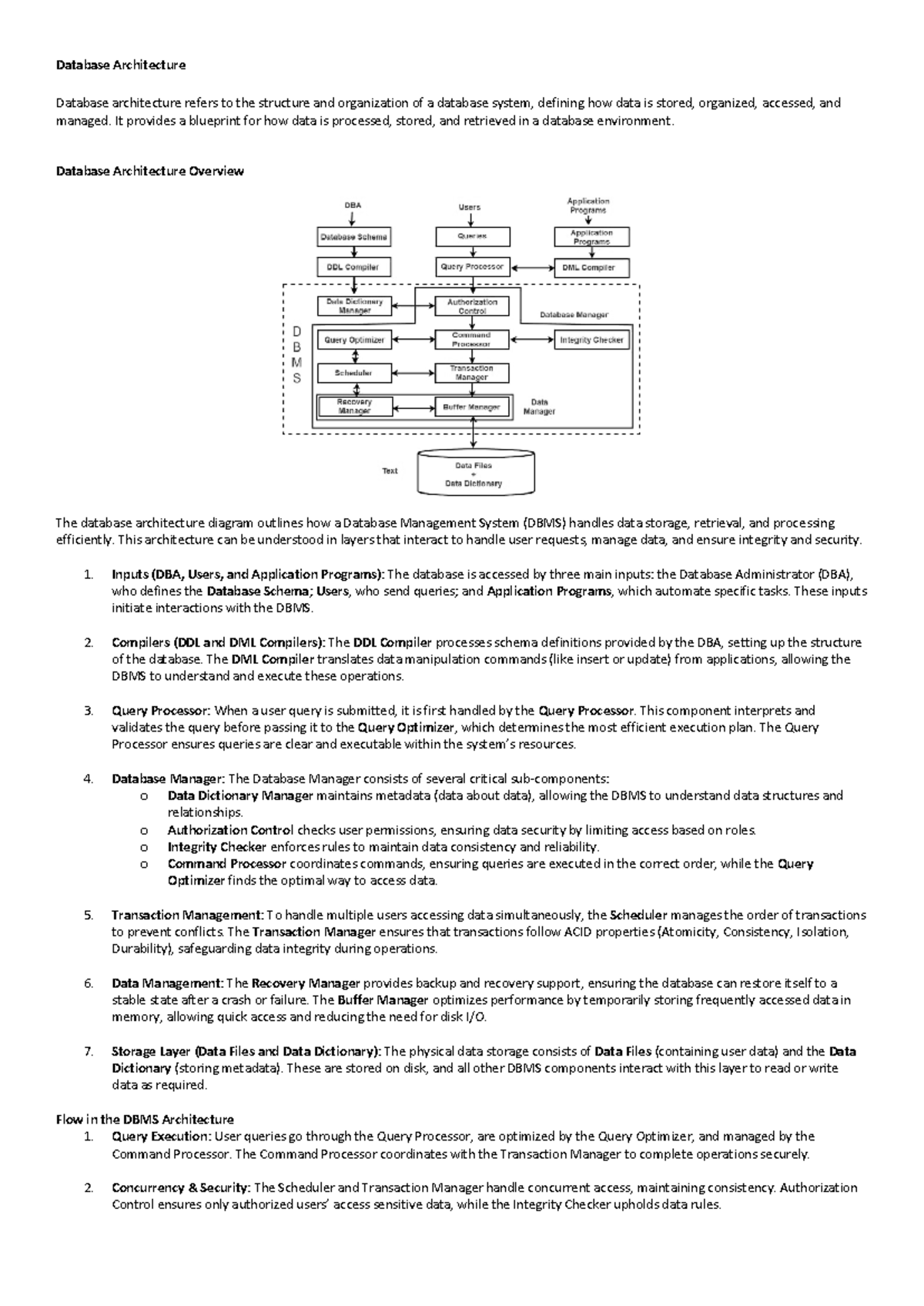 Database Architecture Database Architecture Database Architecture Refers To The Structure And