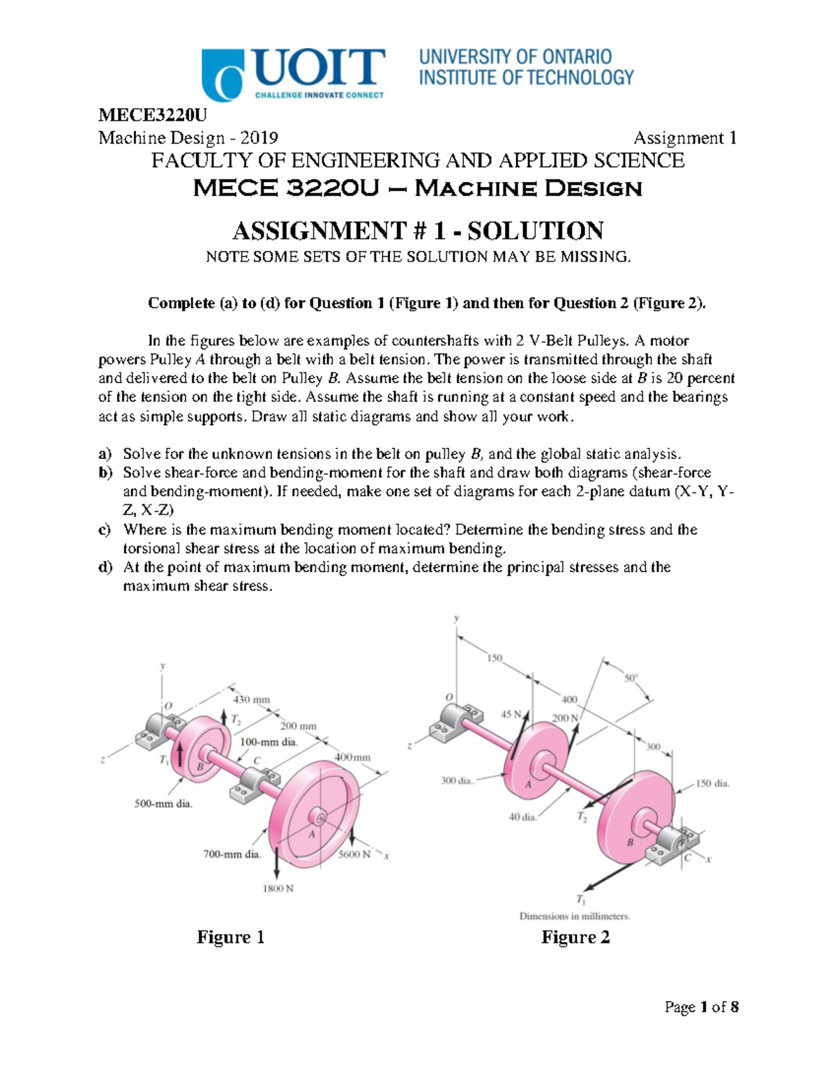 Assignment-1-sol - Assignment - Machine Design - 201 9 Assignment 1 ...