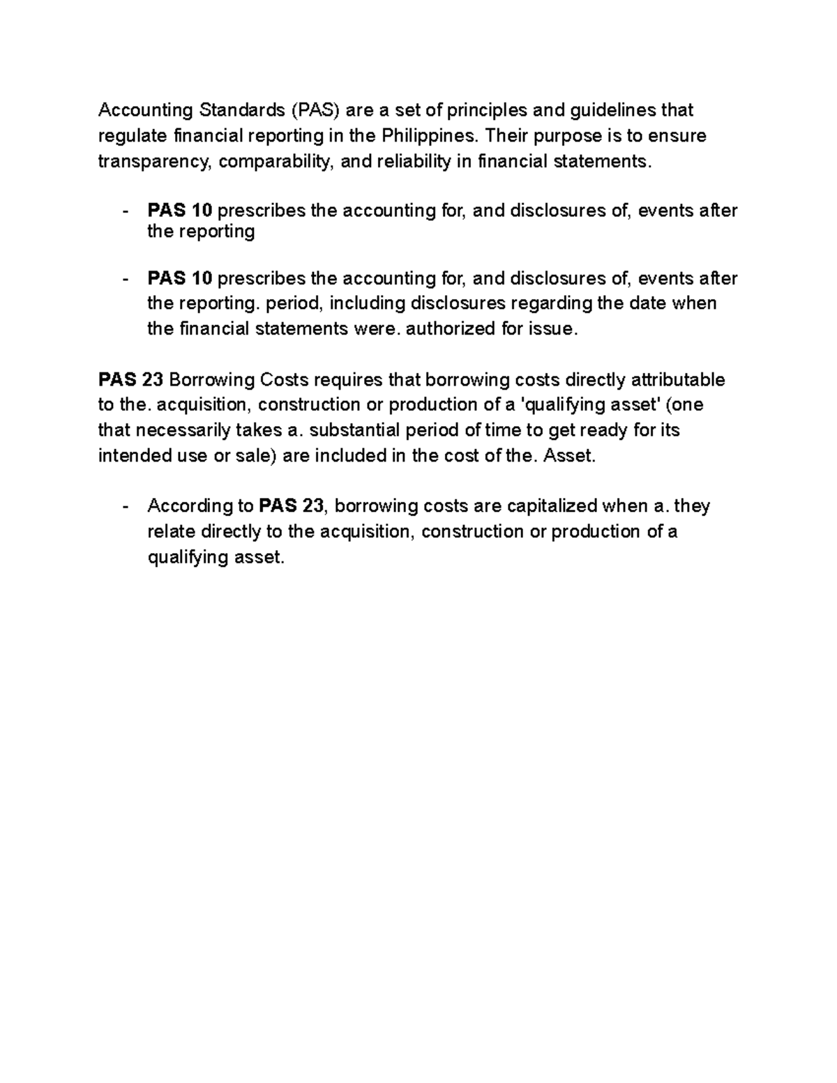 Important PSAs - Accounting Standards (PAS) are a set of principles and ...