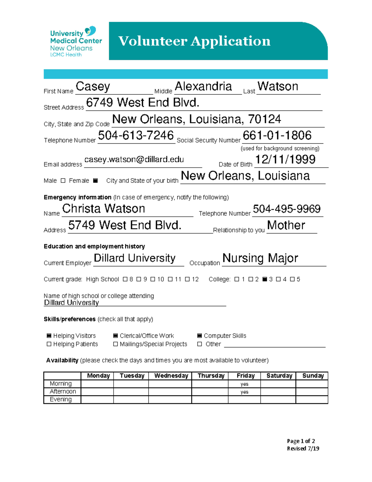 Volunteer-Application-2019 - Page 1 of 2Revised 7/ Volunteer ...