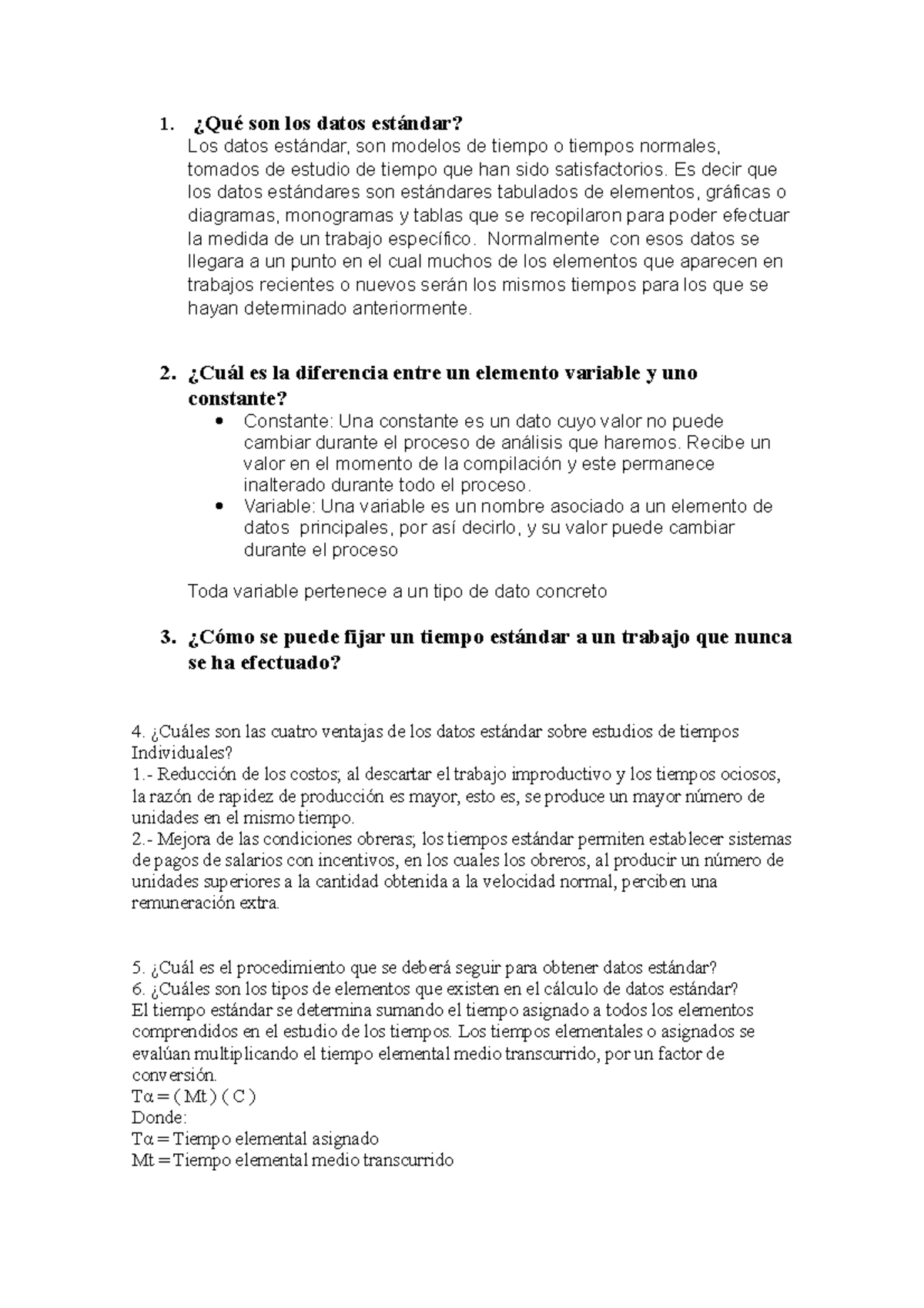 Datos estándar - 1. ¿Qué son los datos estándar? Los datos estándar ...