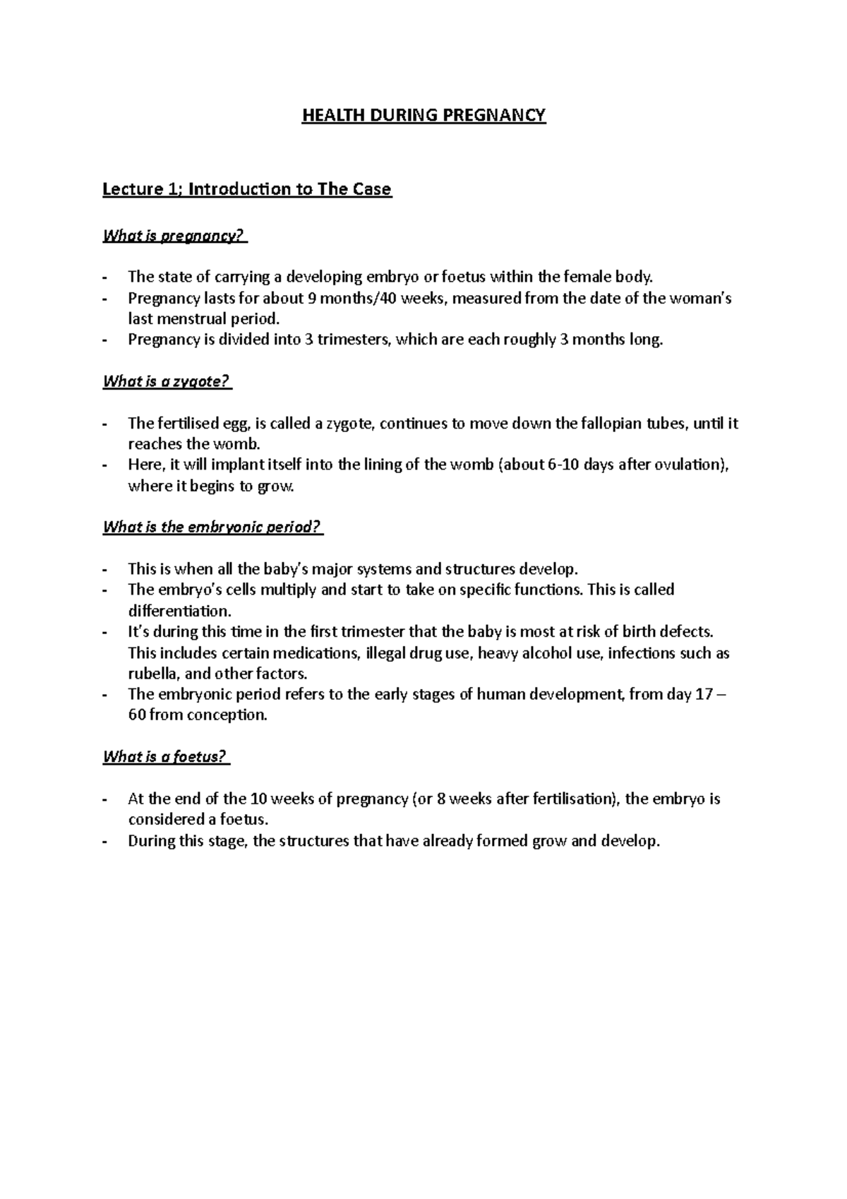 Health During Pregnancy - HEALTH DURING PREGNANCY Lecture 1 ...