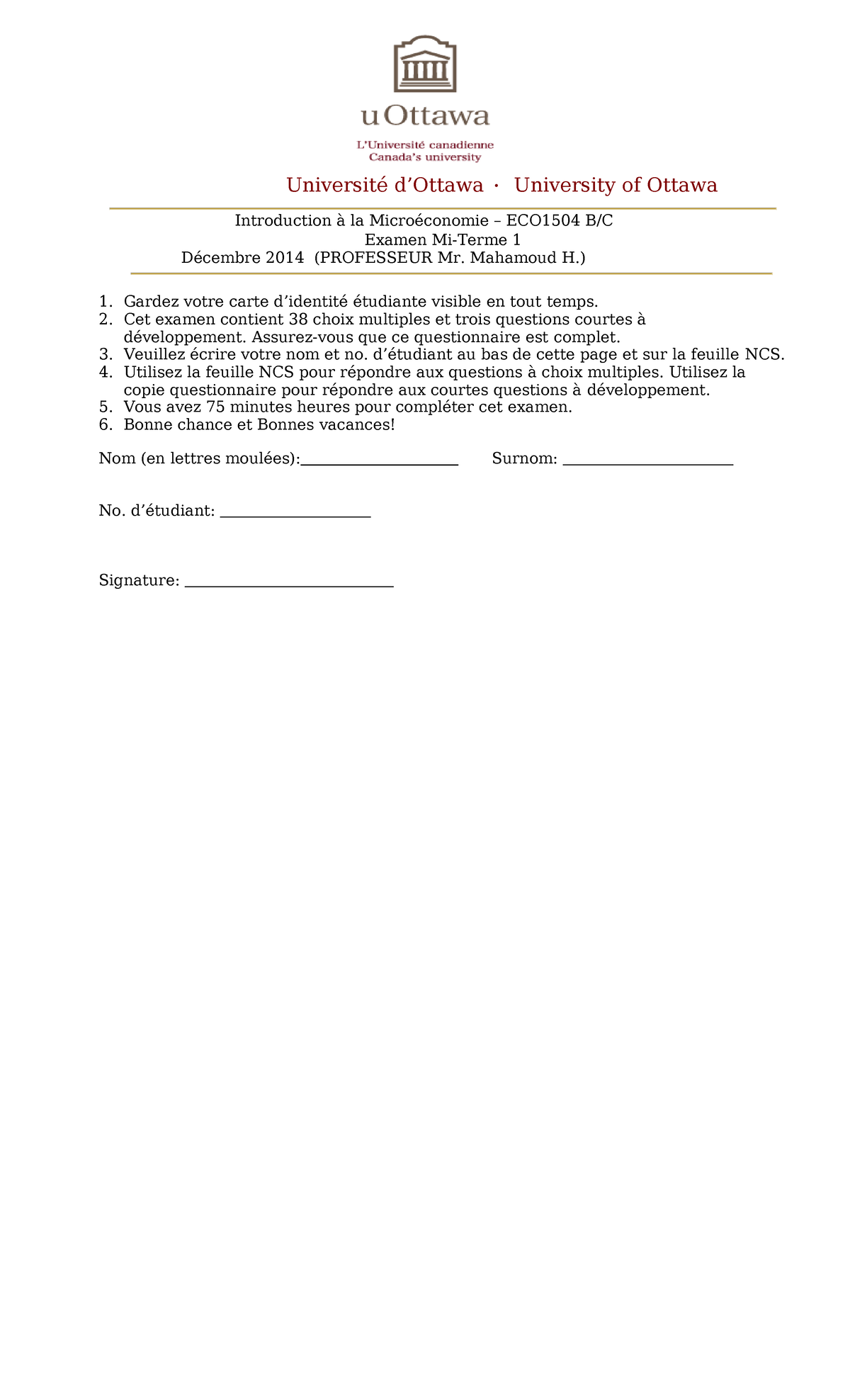 Exam pratique 1 2022 17 OCT - Université d’Ottawa · University of ...
