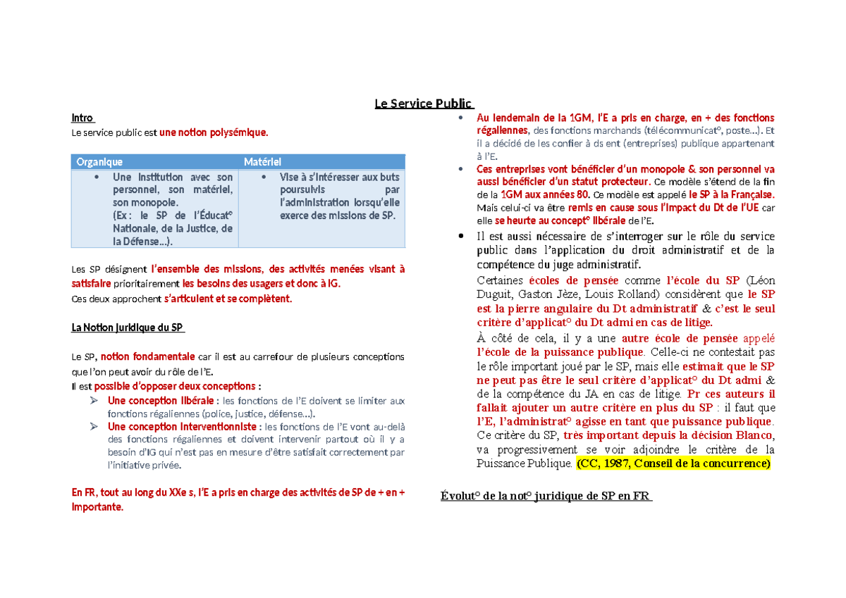 Le Service Public révision - Le Service Public Intro Le service public ...