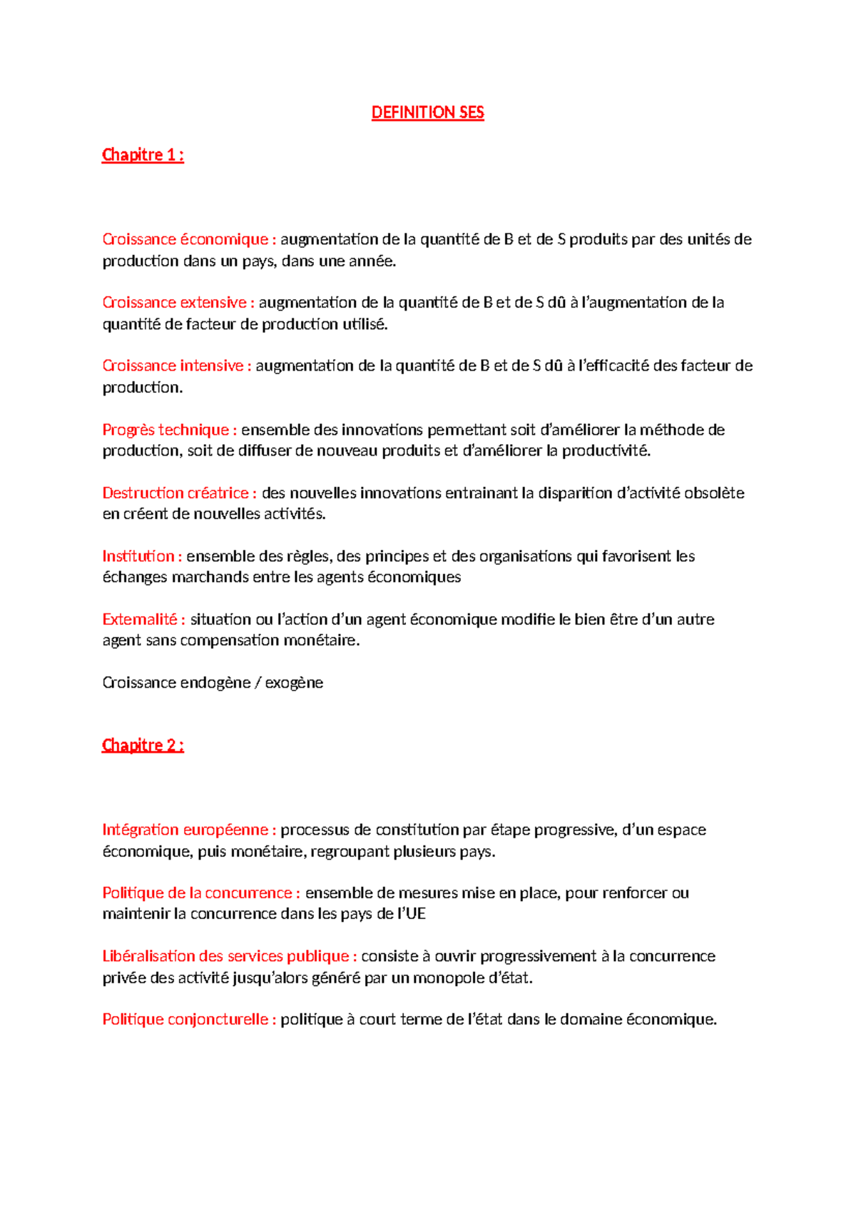 Definition SES - toute les defintion en ses - DEFINITION SES Chapitre 1 ...