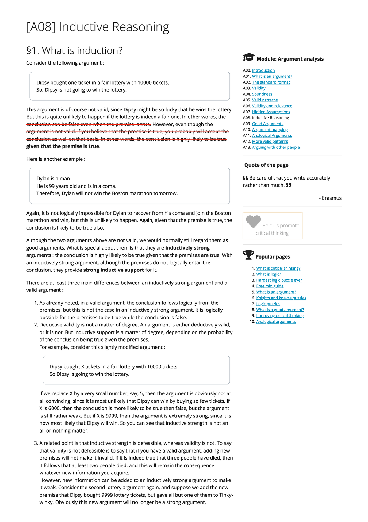 [A08] Inductive Reasoning - Introduction A01. What is an argument? A02 ...