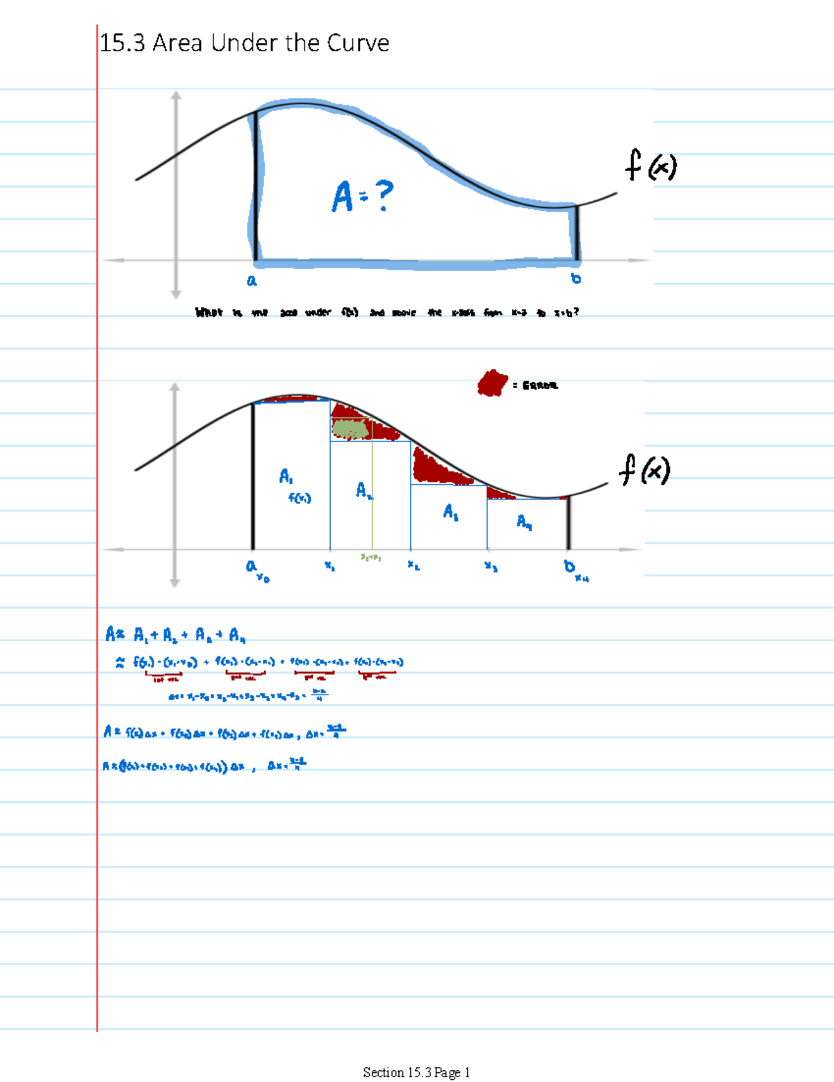 Math 102-b, 5-25-22 notes - 15 Area Under the Curve Section 15 Page 1 A ...