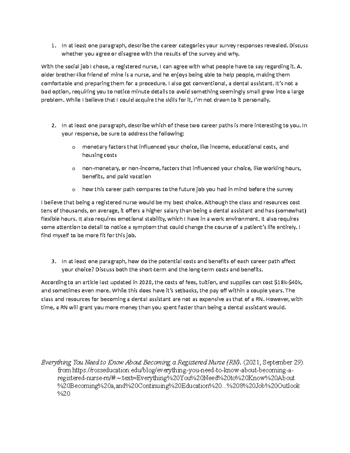 smart career planning 1.09 - 1. In at least one paragraph, describe the ...