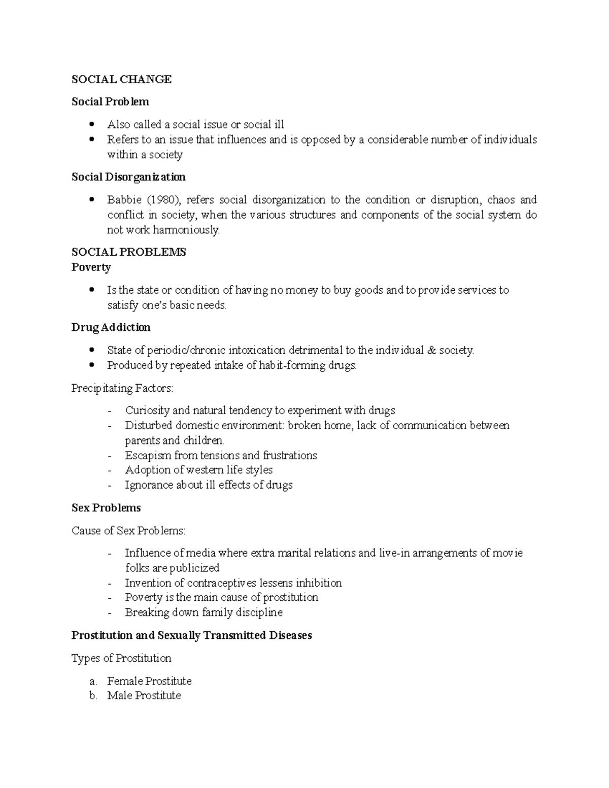 Social Change (PPC) - Lecture notes 6 - SOCIAL CHANGE Social Problem ...