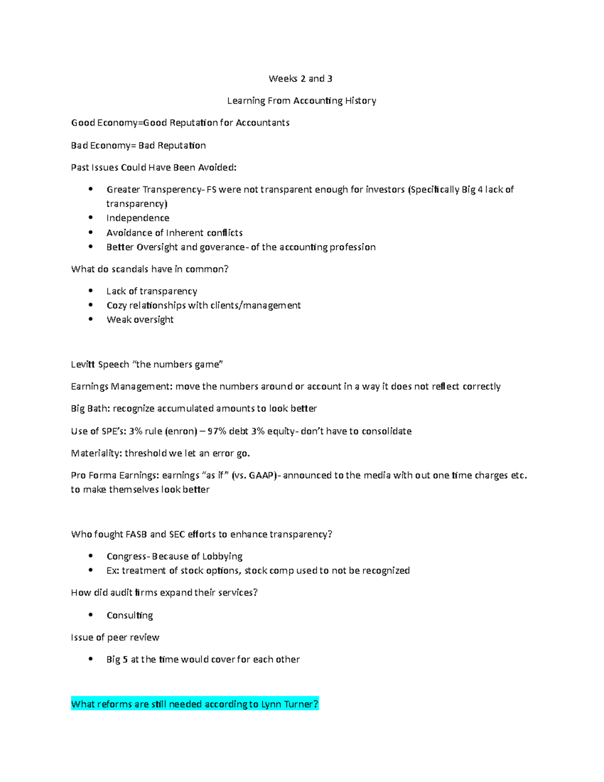 Audit Week 2 3 and 4 Review - Weeks 2 and 3 Learning From Accounting ...