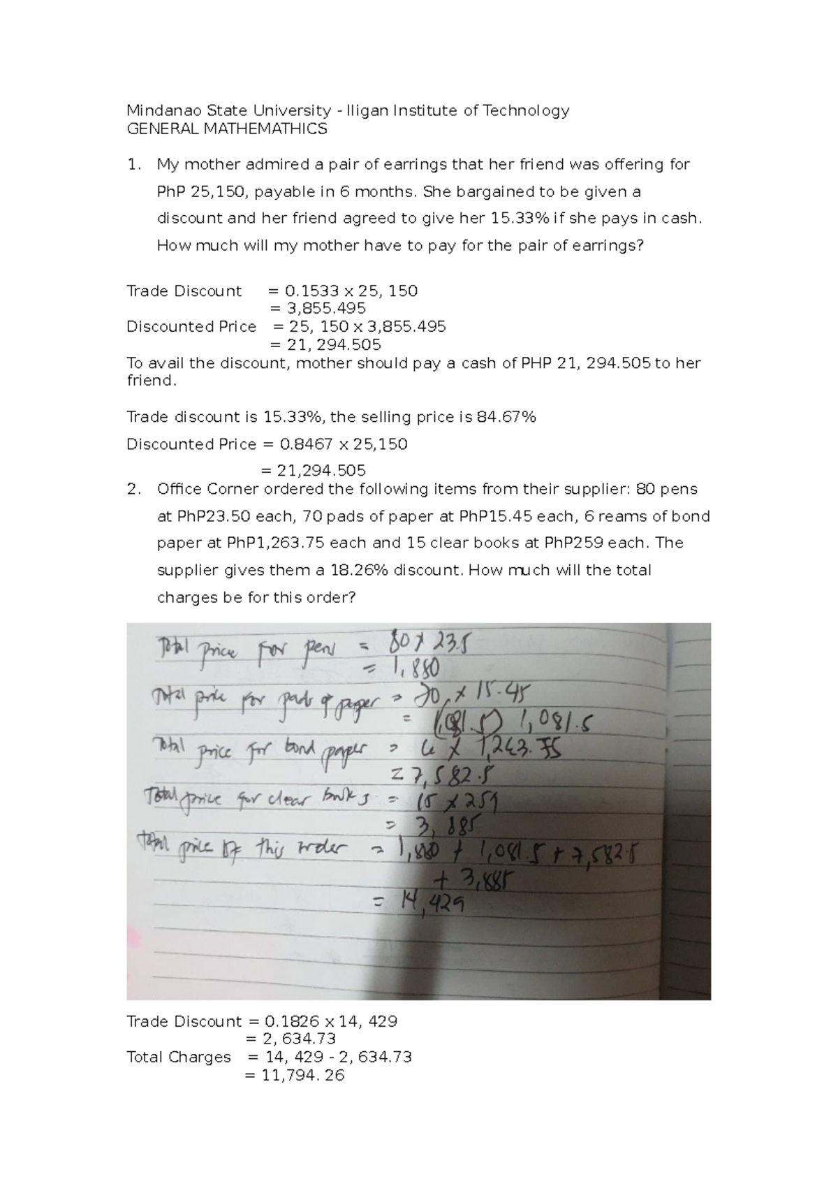 Business MATH Practice - Business Entrepreneurship - MSU-IIT - Studocu