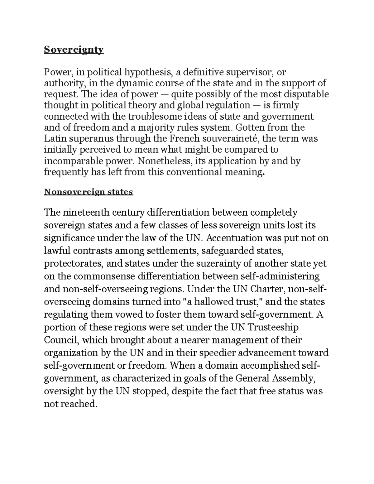 Sovereignty - Sovereignty Power, in political hypothesis, a definitive ...