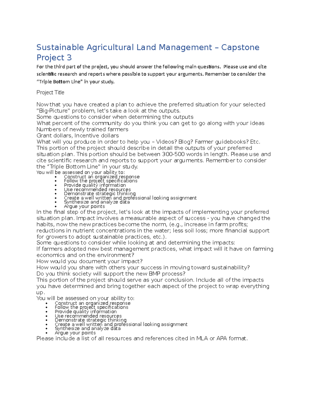 Sustainable Agricultural Land Management Capstone 3 - Sustainable ... Sustainable Agricultural Land Management Capstone 3 - Sustainable ...