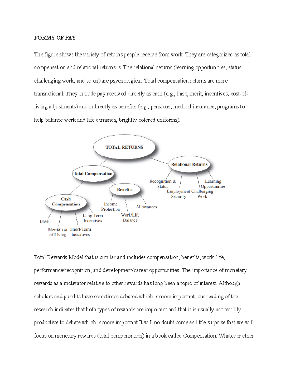 Forms OF PAY - FORMS OF PAY The figure shows the variety of returns ...
