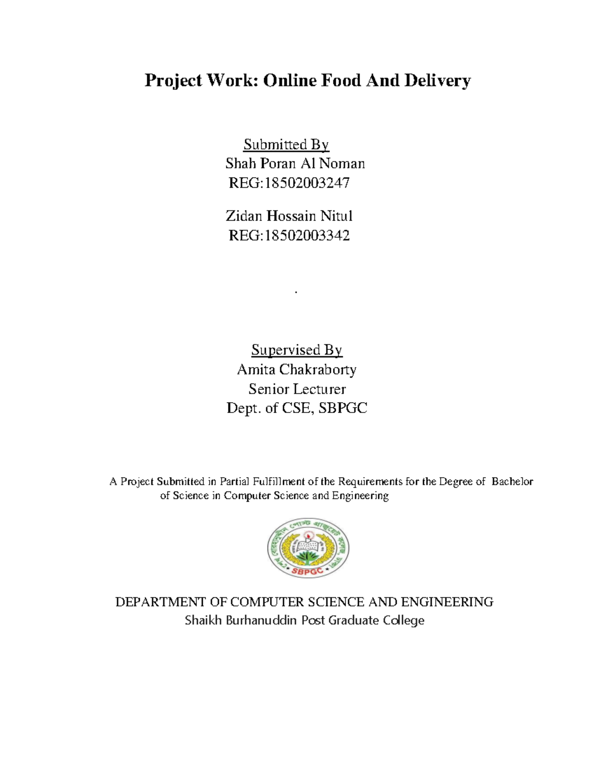 8th project font - nfjdjdhd - Project Work: Online Food And Delivery ...