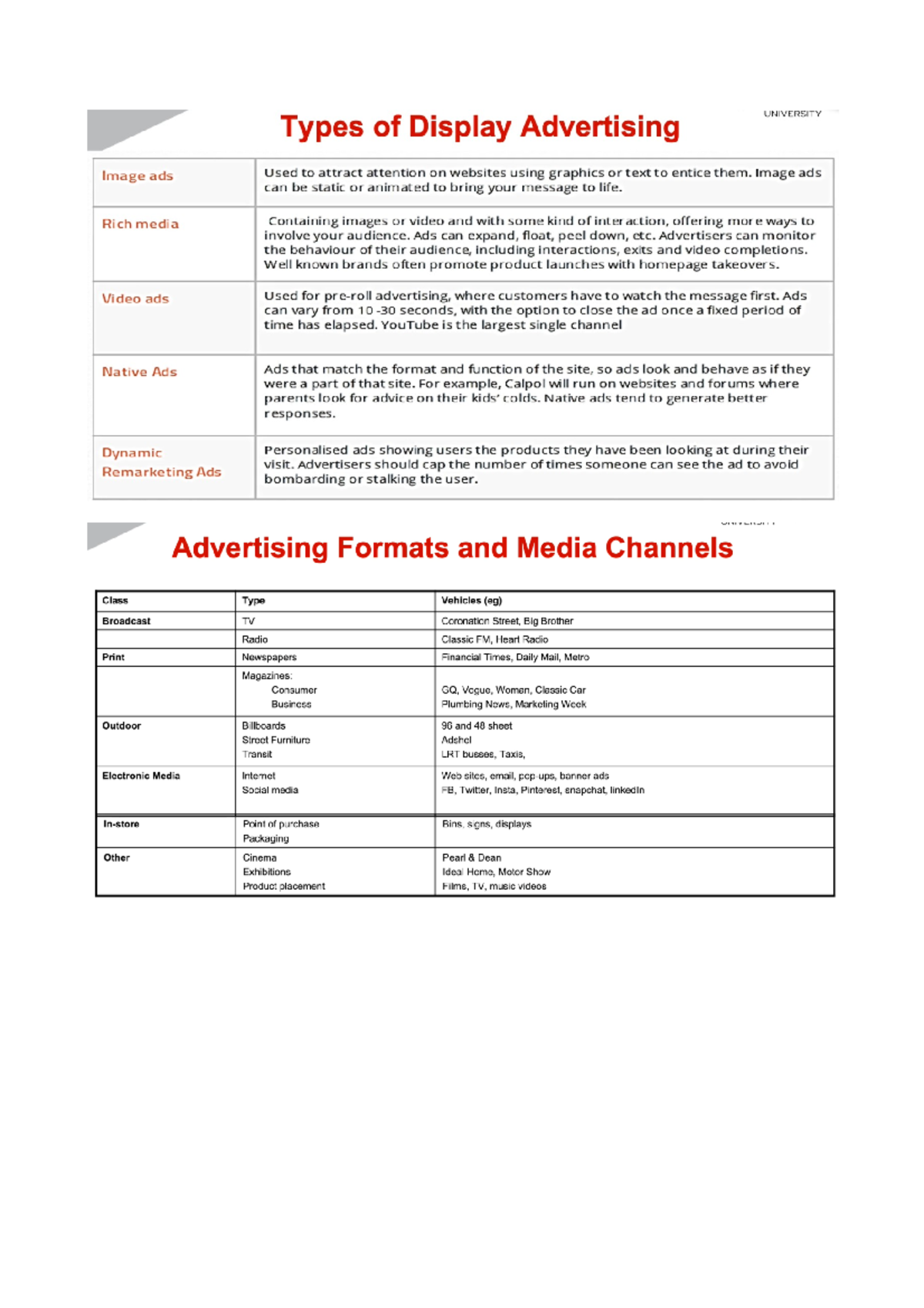 Social media, advertising formats - MKT11101 - Studocu