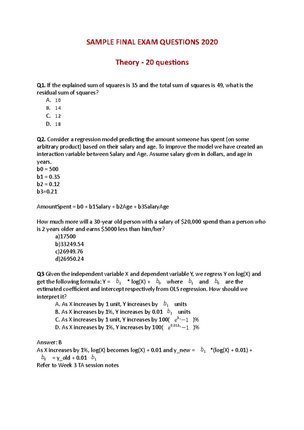 Sample Final Fall 2020 - SAMPLE FINAL EXAM QUESTIONS 2020 Theory - 20 ...