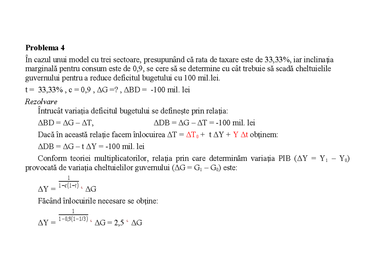 Seminar 6 macro - Problema 4 În cazul unui model cu trei sectoare ...
