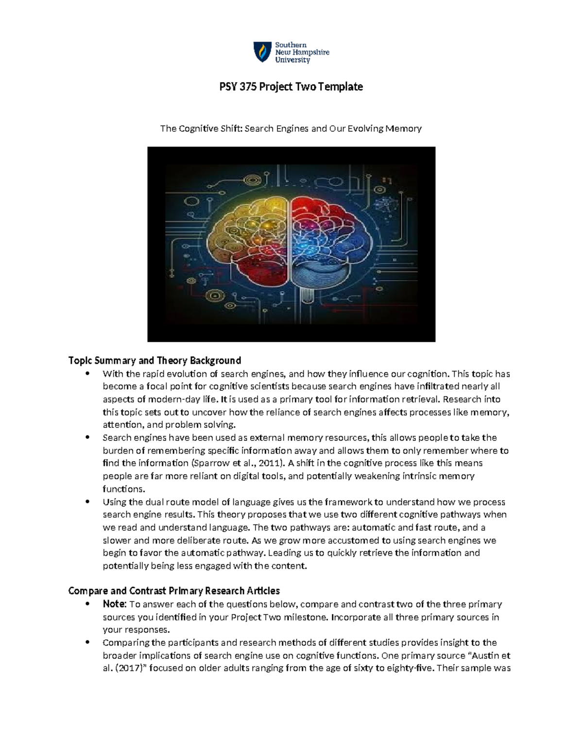 PSY 375 Project Two Final - PSY 375 Project Two Template The Cognitive ...