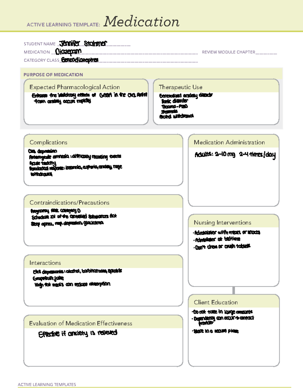 Med Cards Week 1 - Medication templates for psych - ACTIVE LEARNING ...