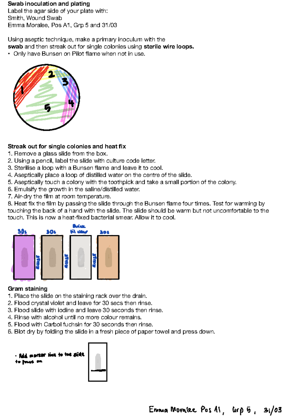 MEDI Notes - Swab inoculation and plating Label the agar side of your ...