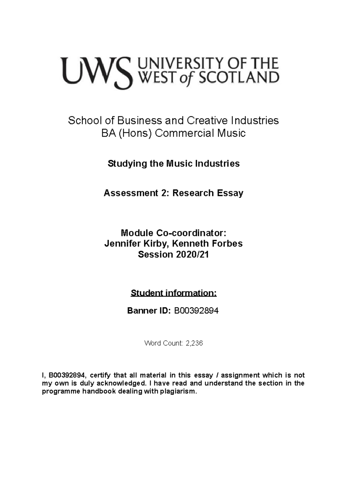 SMI Assessment 2 - School of Business and Creative Industries BA (Hons ...