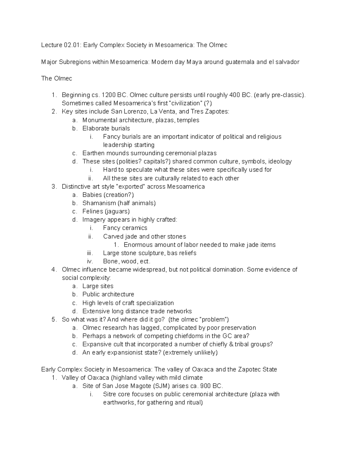 MIA Module Two - Lecture 02: Early Complex Society in Mesoamerica: The ...