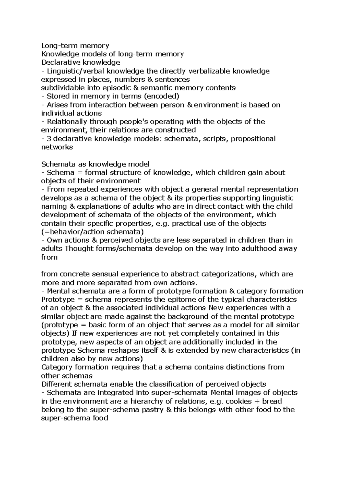 Long Psycho Notes Semester 1 Long term Memory Knowledge Models Of long-psycho-notes-semester-1-long-term-memory-knowledge-models-of