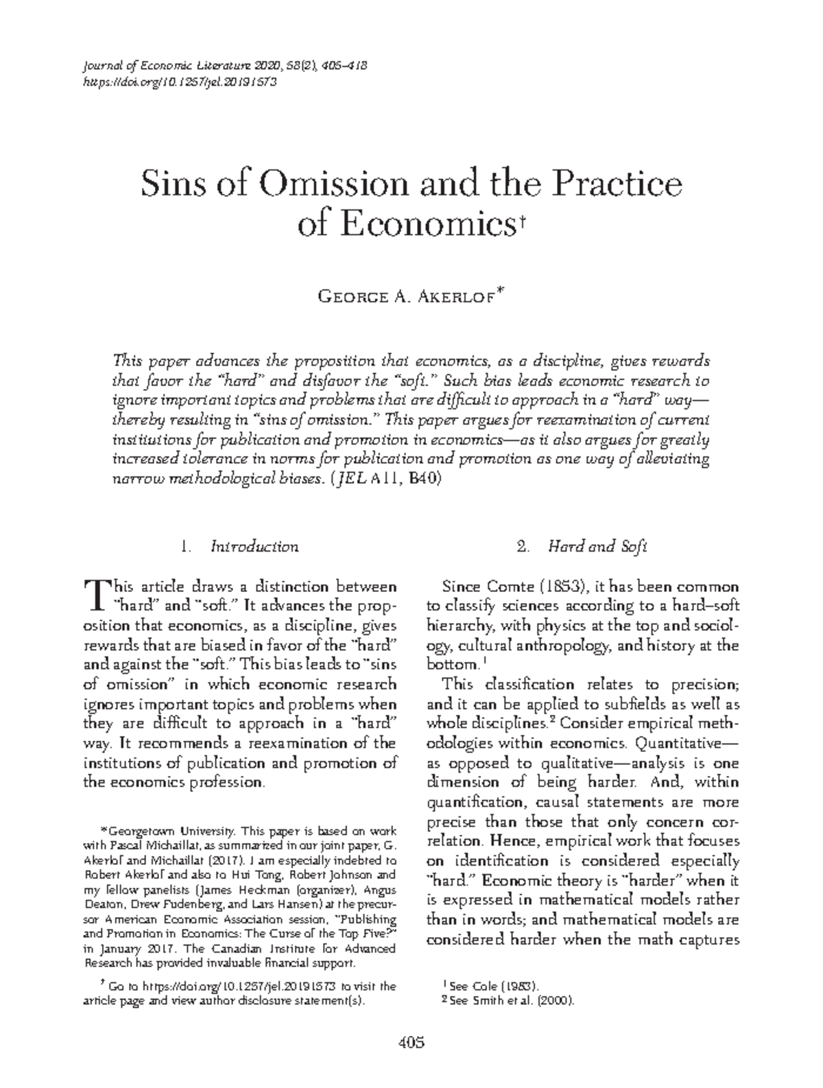 Sins of Omission and the Practice of Economics - jel - Journal of ...
