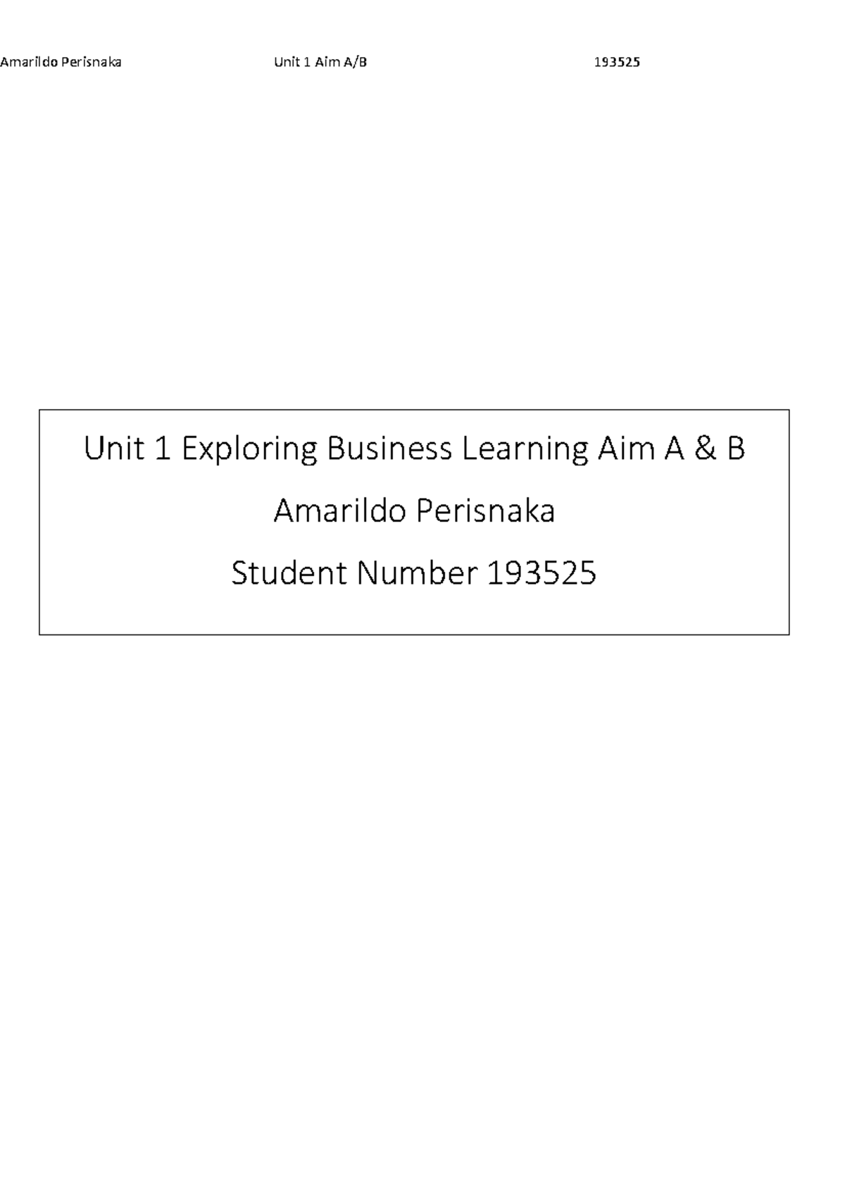 BTEC Business Level 3 Extended Unit 1 Aim A B Distinction Hjjjj Unit