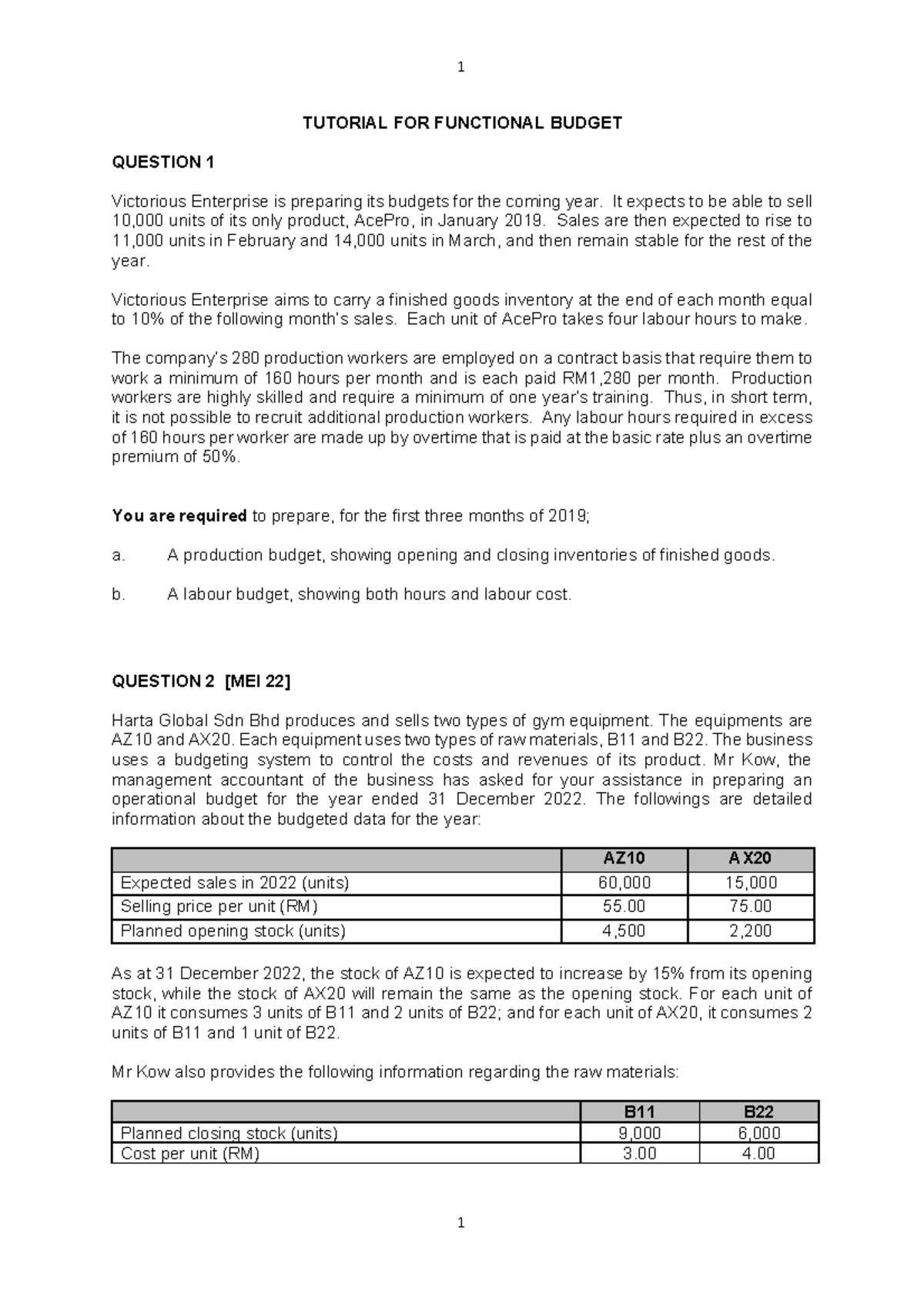 TQ Functional Budget - ... - TUTORIAL FOR FUNCTIONAL BUDGET QUESTION 1 ...