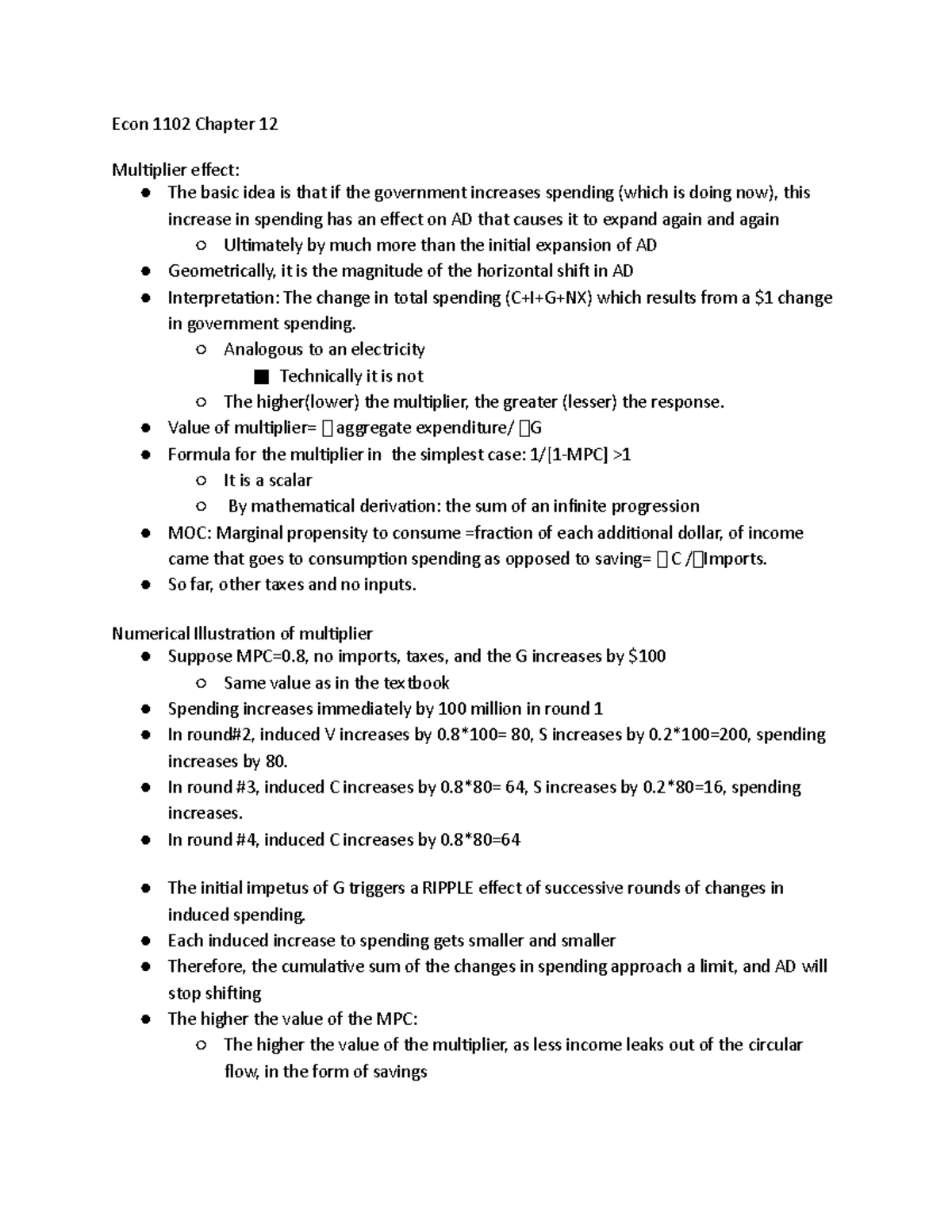 Econ 1102 - ECON 1102 - Econ 1102 Chapter 12 Multiplier effect: The ...