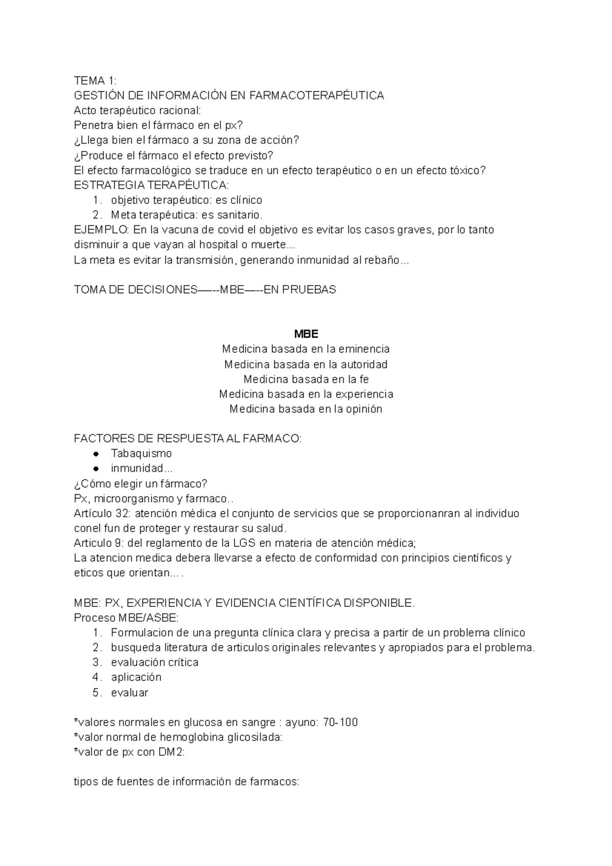 primer parcial farmacología - TEMA 1: GESTIÓN DE INFORMACIÓN EN FARMACOTERAPÉUTICA Acto ...