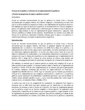 Resumen Hudson, Hunter y Peckham (2019 ) - Resumen: Policy failure and ...