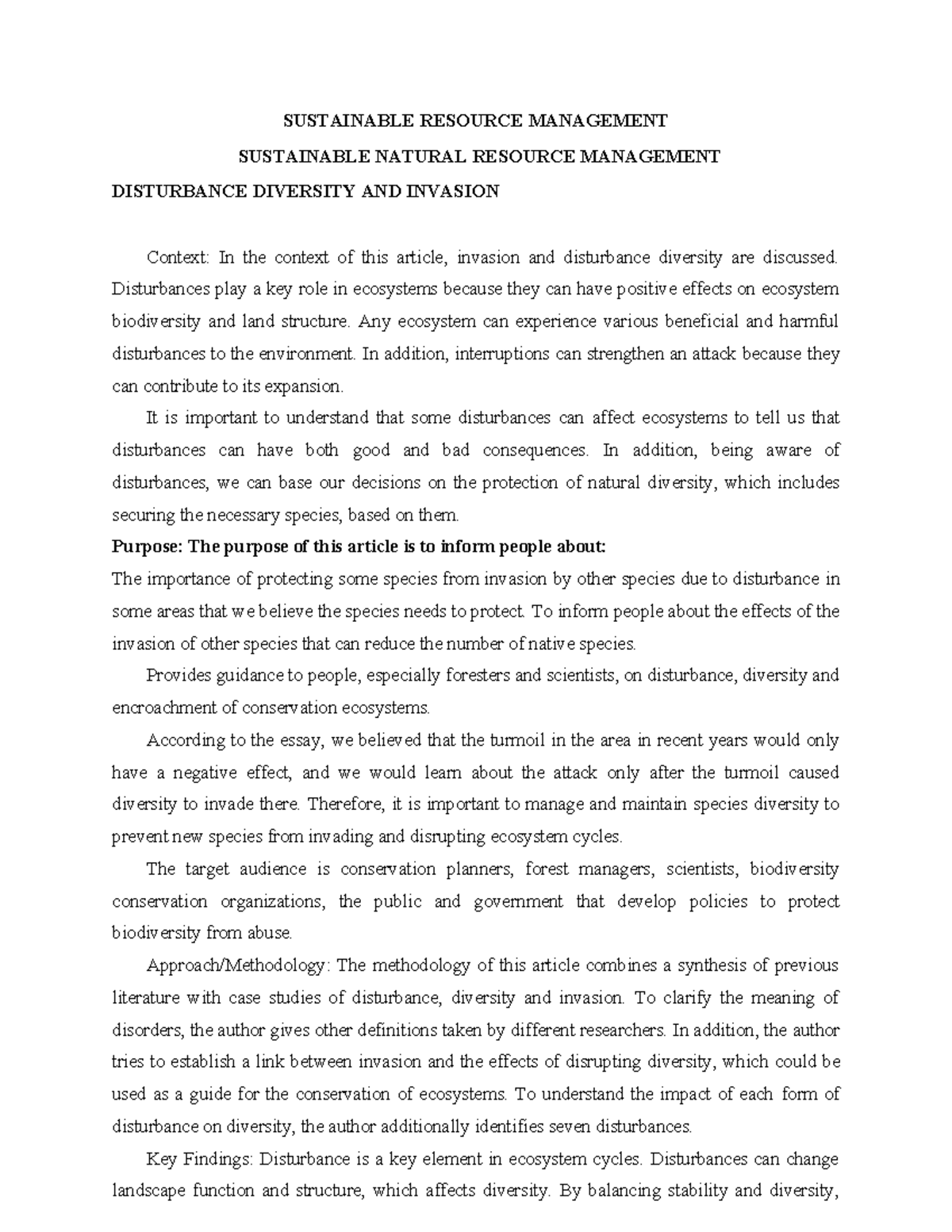 Invasive Species - SUSTAINABLE RESOURCE MANAGEMENT SUSTAINABLE NATURAL ...