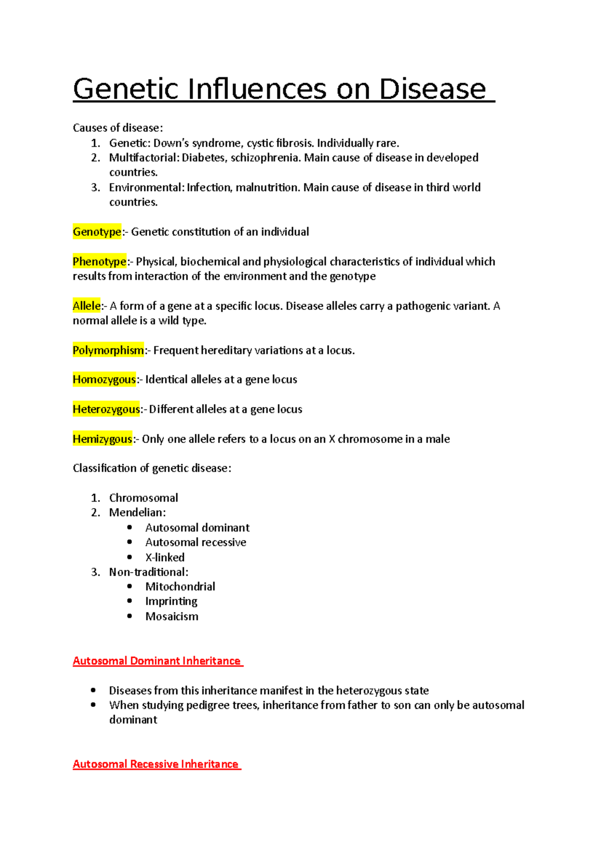 Genetic Influences on Disease - Genetic Influences on Disease Causes of ...