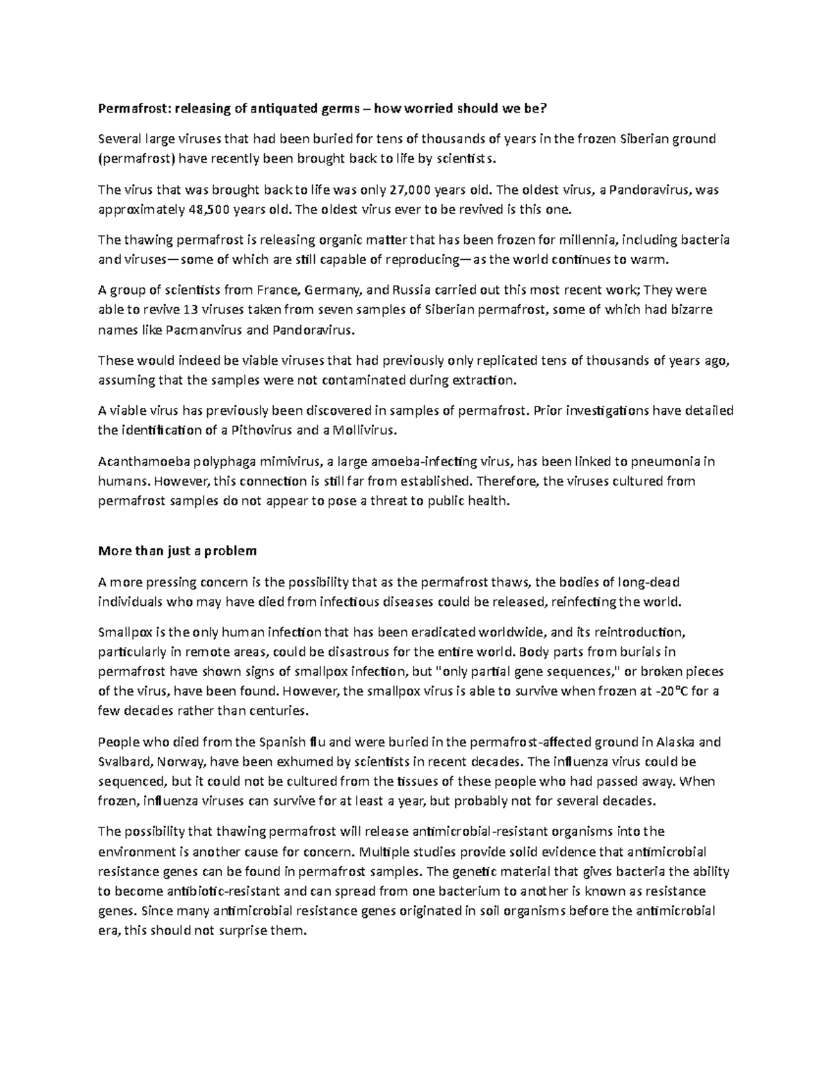 Permafrost - None - Permafrost: releasing of antiquated germs – how ...