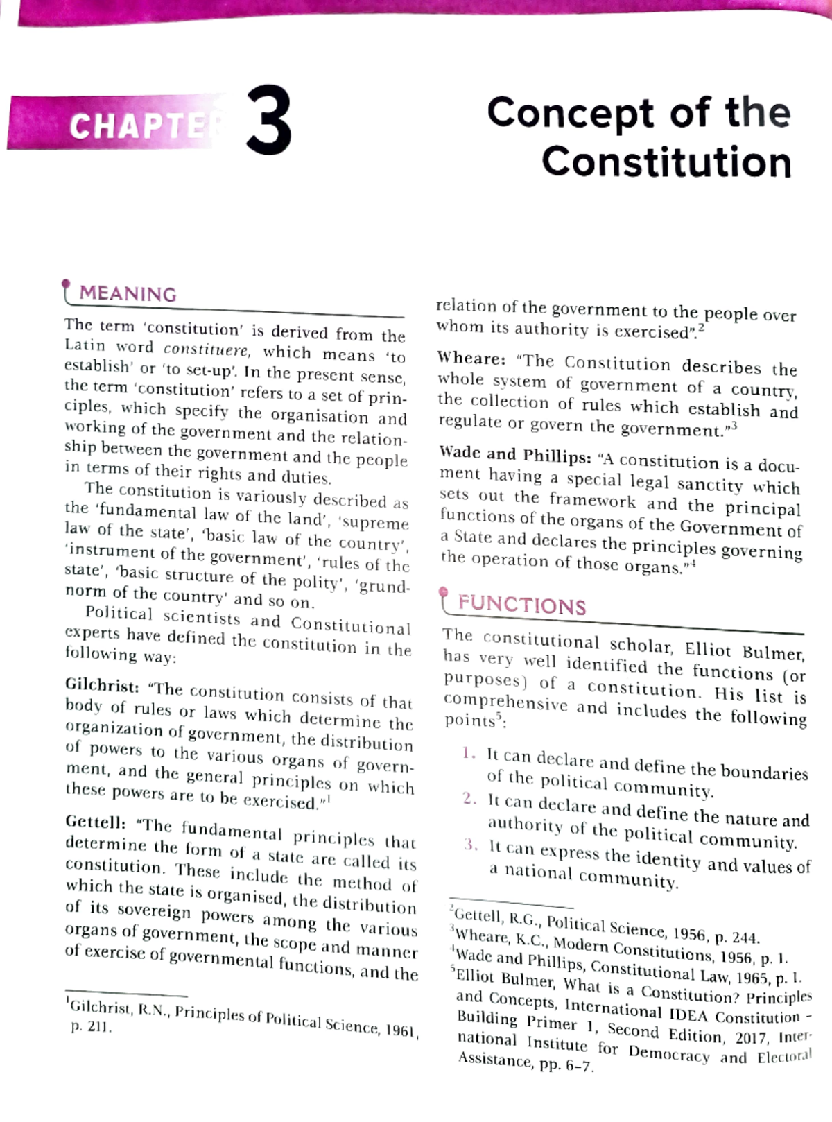 Concept OF THE Construction- Chapter 3( Laxmikant) - CHAPTE MEANING 3 The term 'constitution' is ...
