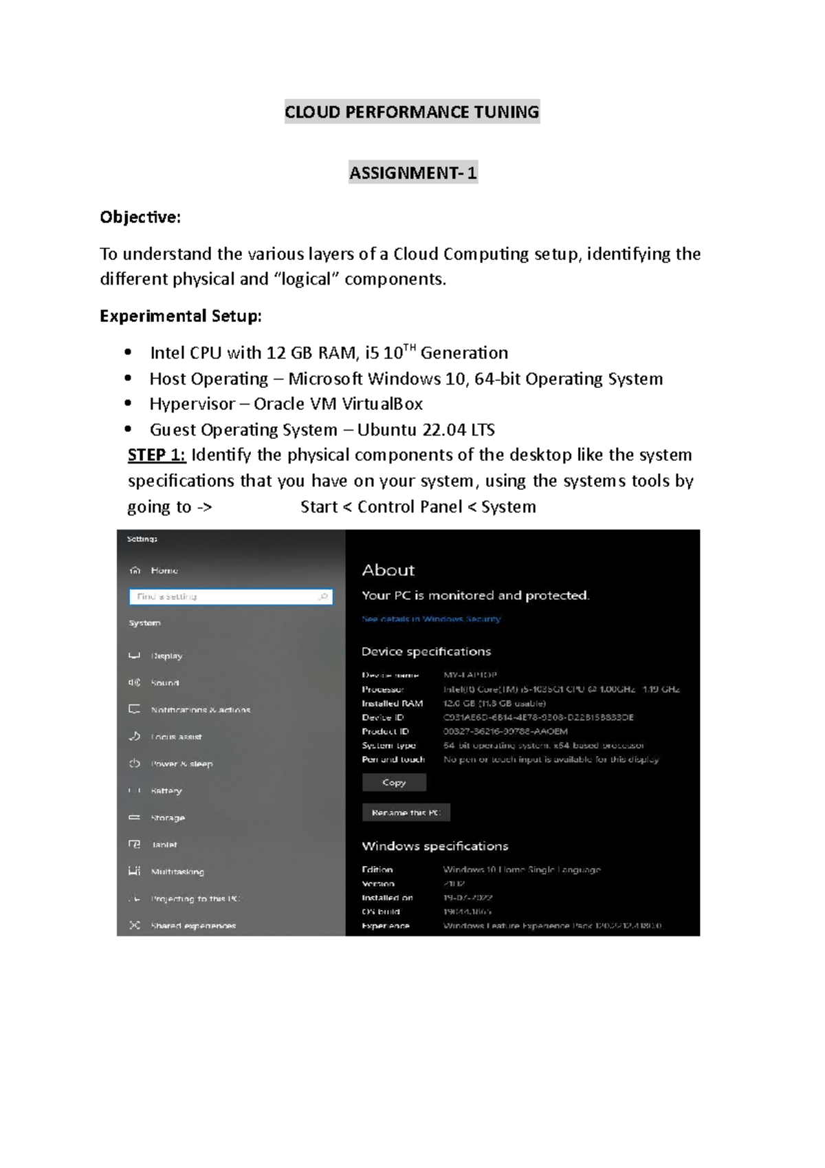 Cloud Performance Tuning lab 1 - CLOUD PERFORMANCE TUNING ASSIGNMENT- 1 Objective: To understand ...