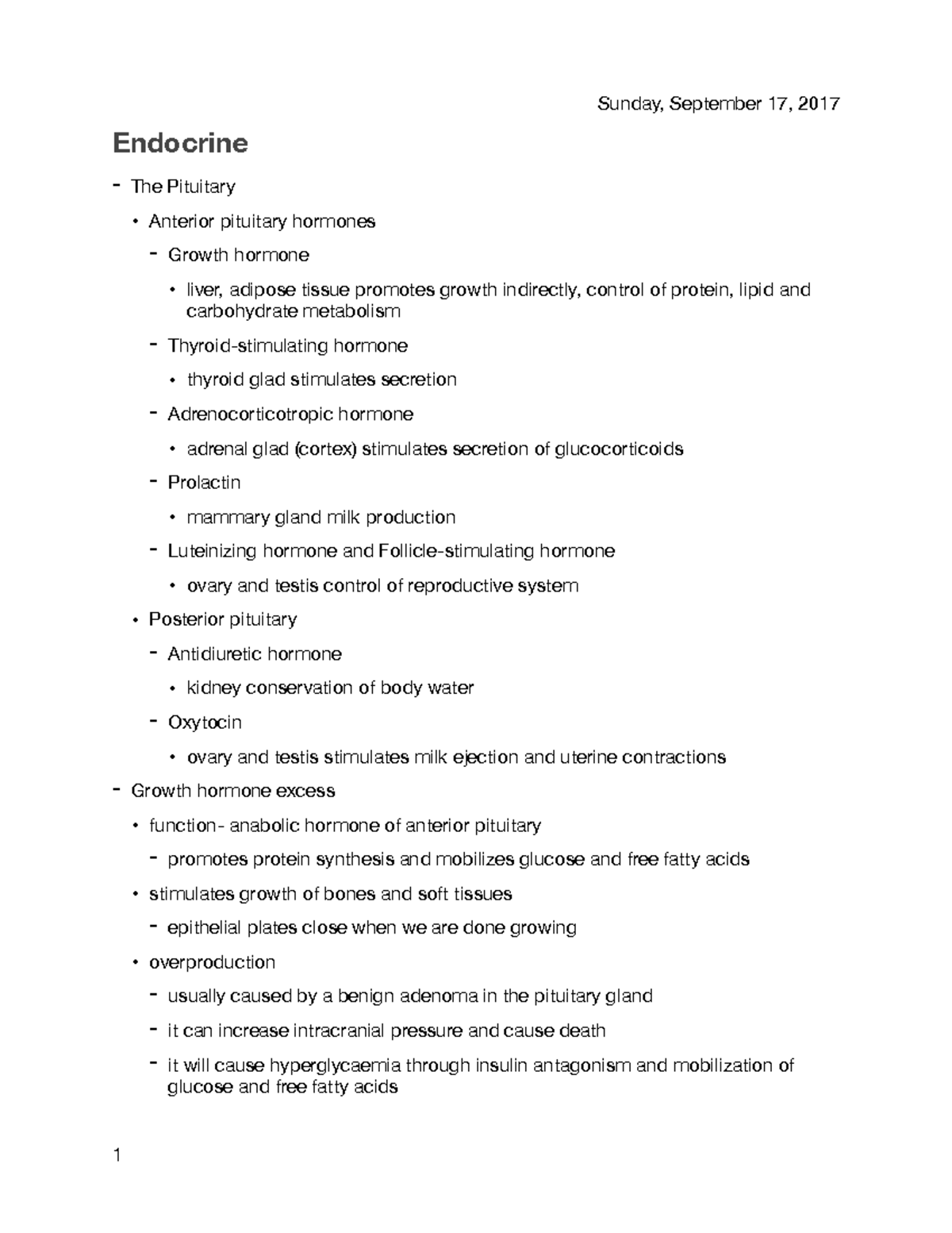 Endocrine Notes - Dr Rickeard - Sunday, September 17, 2017 Endocrine ...