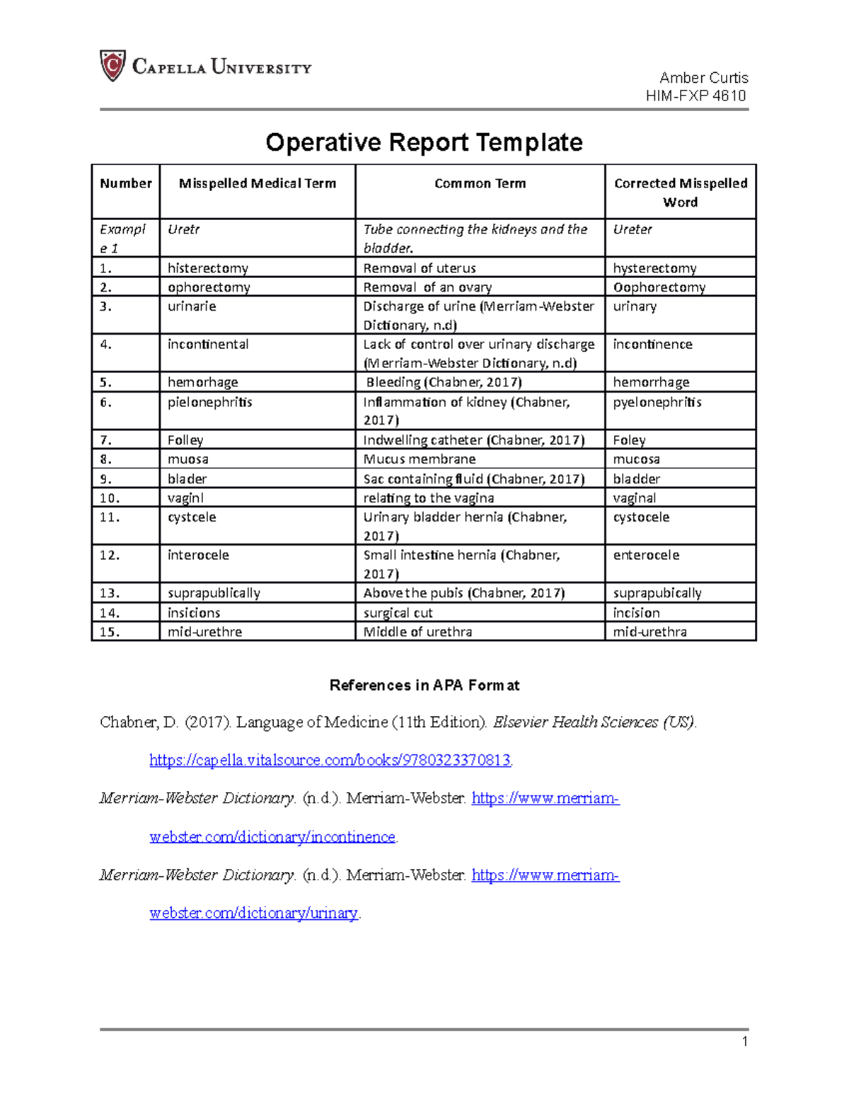HIM-FXP4610 Curtis Amber Assessment 4-2 - HIM-FXP 4610 Operative Report ...