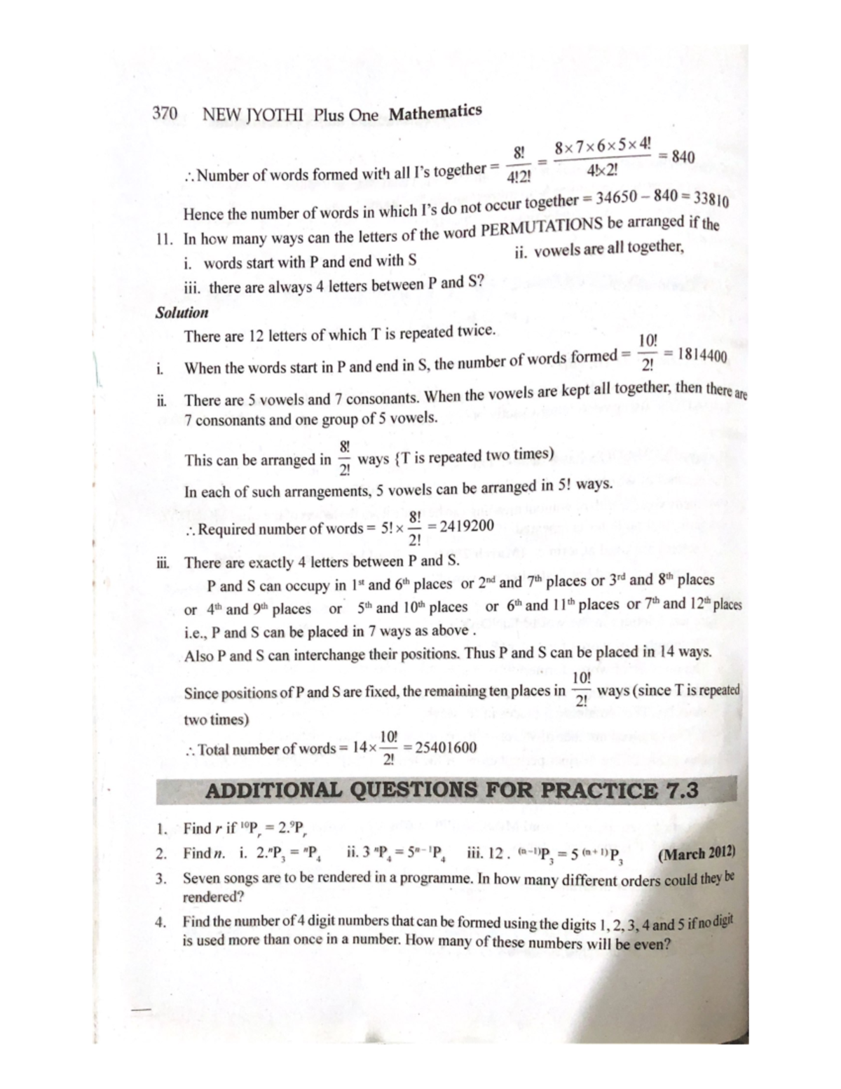 Permutations and combination 2nd part - Mathematics - Studocu