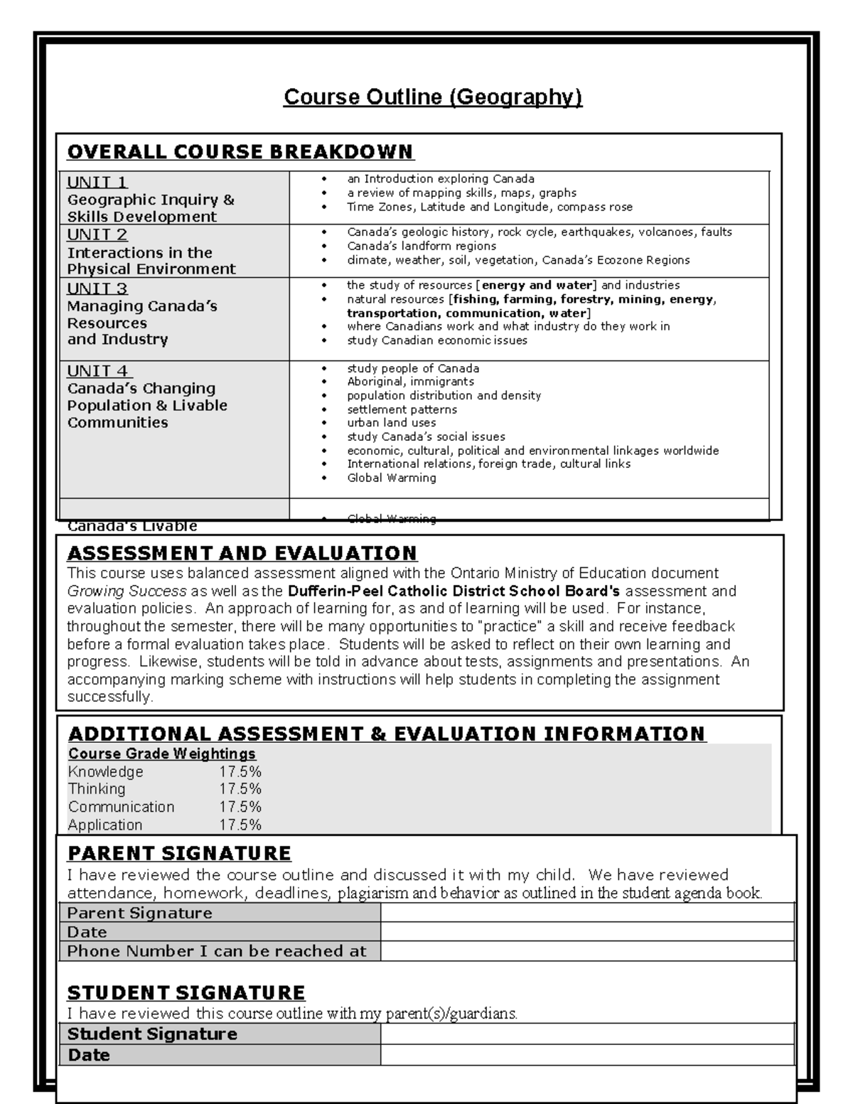 CGC 1D1 Course Outline wit H CGE - Course Outline (Geography) OVERALL ...