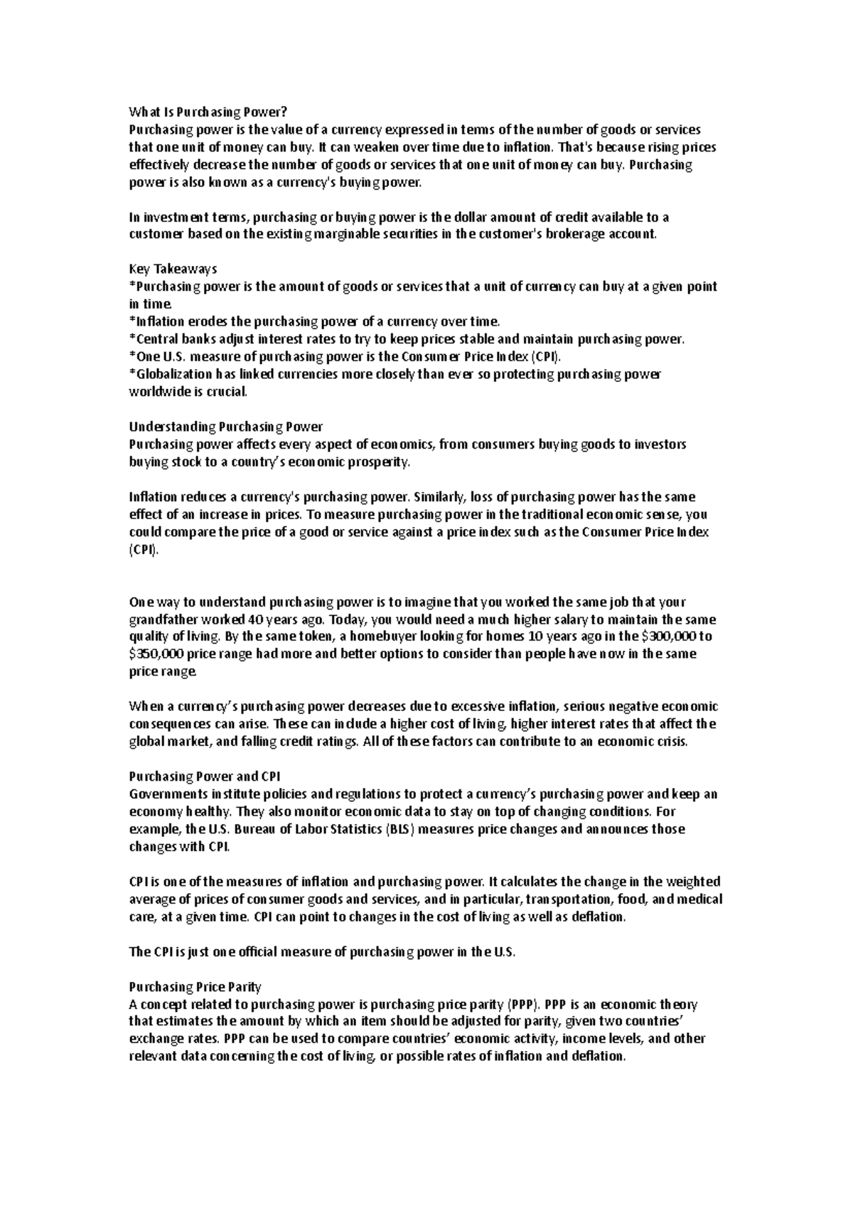 Understanding Purchasing Power and the Consumer Price Index - What Is ...