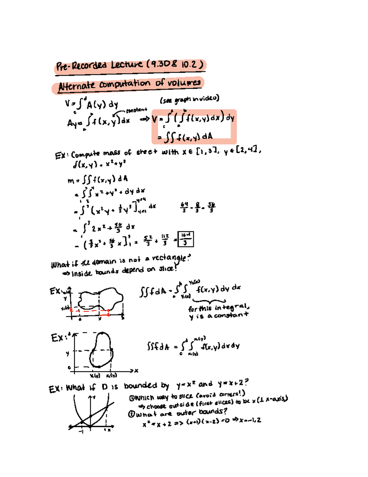 Computation of Volumes Using Double Integrals - MATH 102 - Studocu