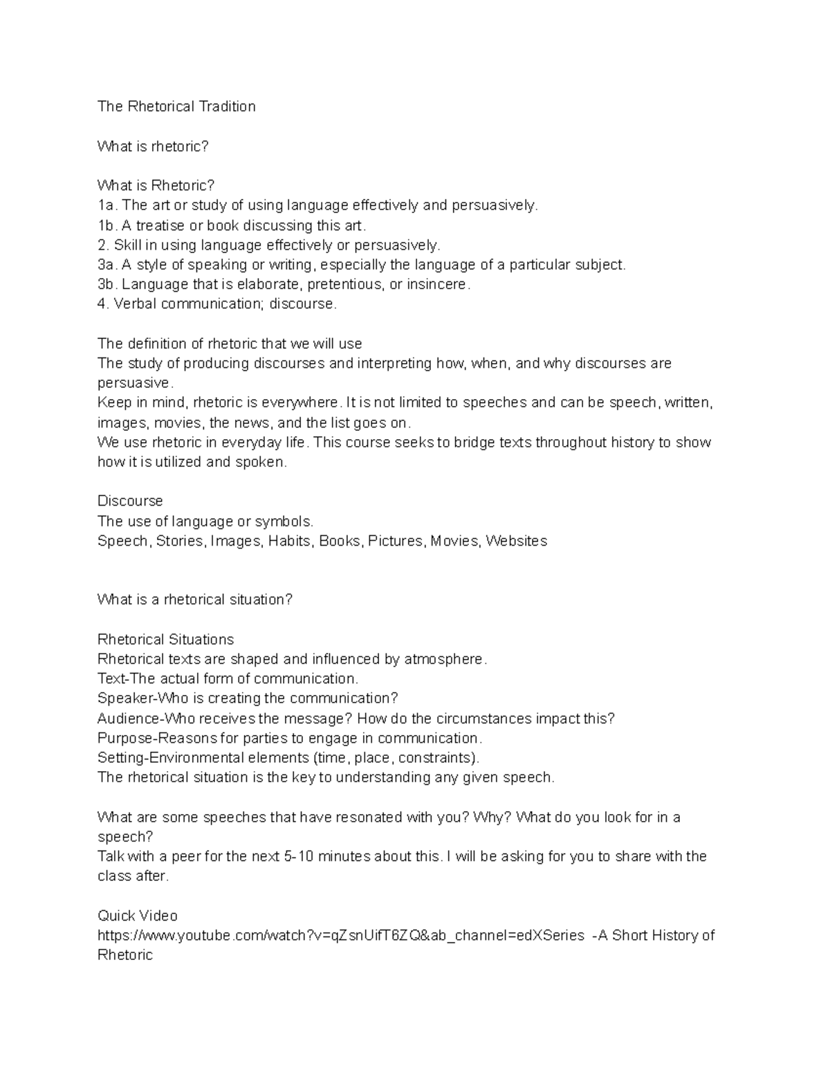 COM 100- Rhetoric & Society Full Course Notes - The Rhetorical ...
