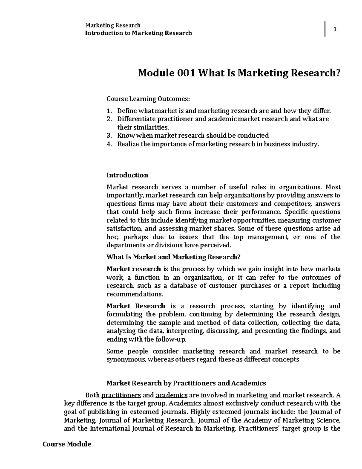 Week 1 - What is Marketing Research Lesson 1 - Marketing Research ...