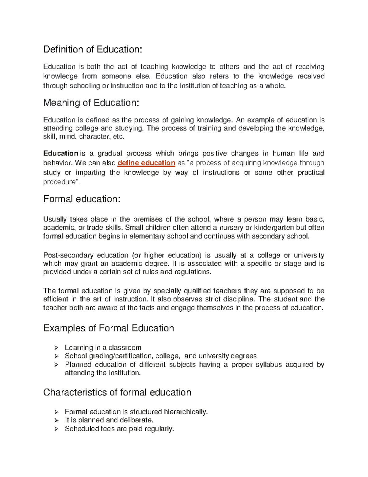 Definition of Education - Definition of Education: Education is both ...