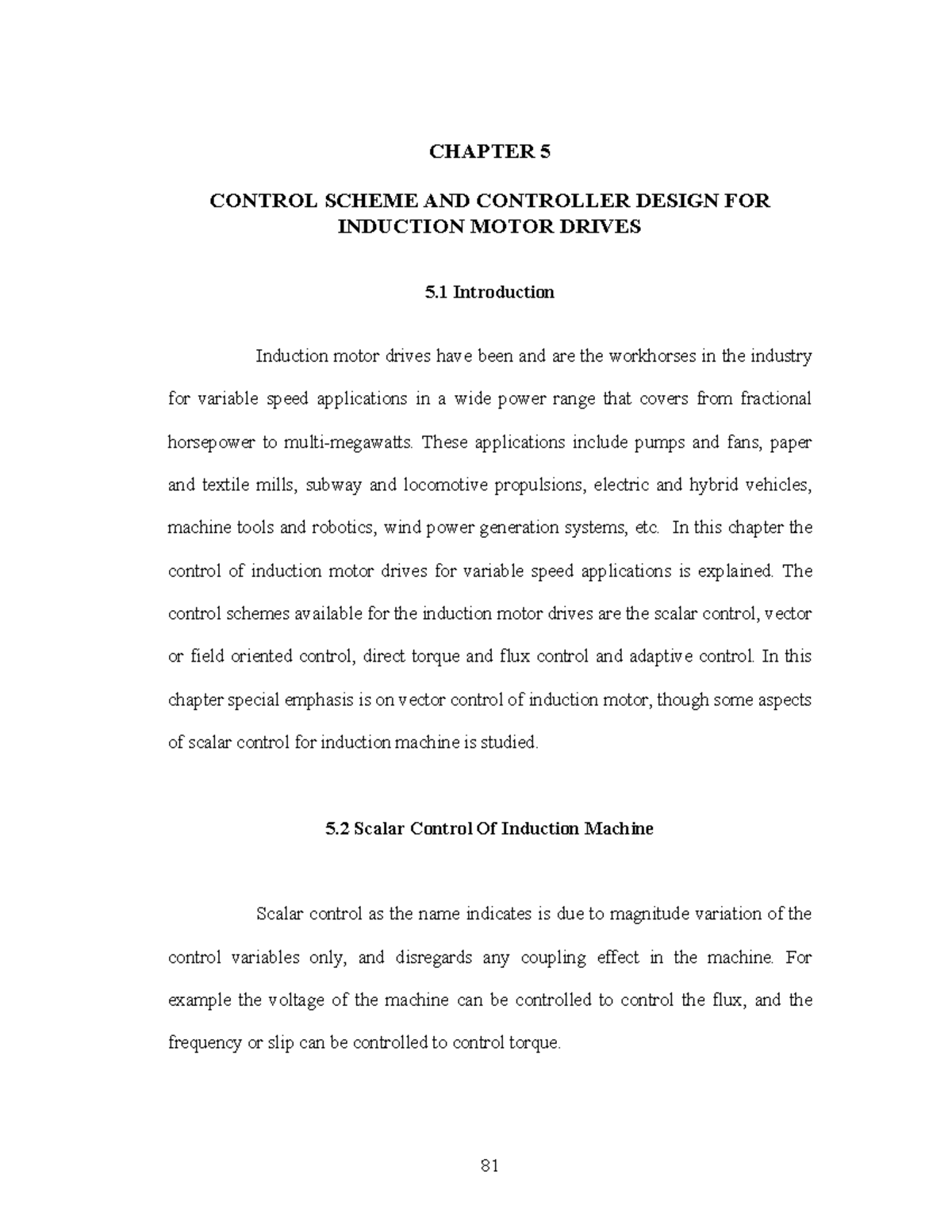 Chapter 5 Lecture Notes Of Ee Chapter 5 Control Scheme And Controller Design For Induction